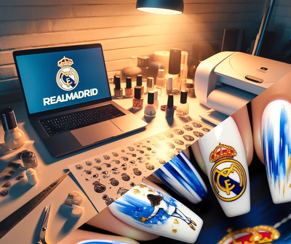 For The Love Of Her ASMR | How to Create Real Madrid Nail Art Stickers ...